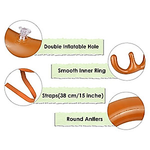 DS. DISTINCTIVE STYLE Inflatable Reindeer Antler Christmas Party Game Hat Antler Ring Toss Game for Xmas Holiday Party Supplies Favors (2 Antlers 12 Rings)