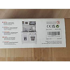 Wooden Play Kitchen Set for Kids, Toy Kitchen Playset with Real Lights and Sounds, Gift for Boys Girls Age 3+, Dimensions: 32” H x 28” W x 11” D (White)