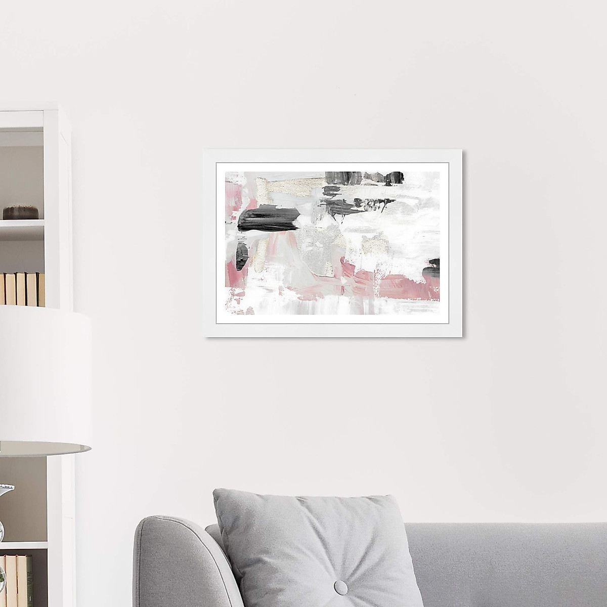 Abstract Framed Wall Art Prints 'Blush Rose Dream' Paint