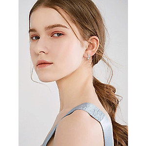 Silver Hoop Earrings Set for Women Sterlings Silver Hypoallergenic Star Earrings Heart Hoop Earrings Danity Cubic Zirconia Cartilage Huggie Hoop Earrings Set for Her Gifts for Birthday Christmas