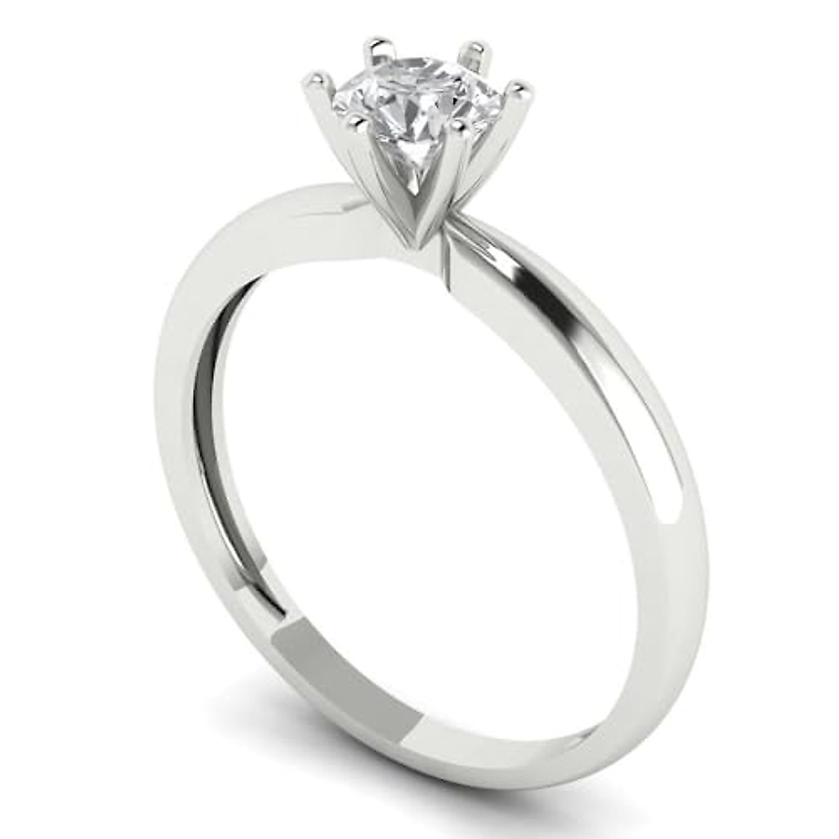Clara Pucci 0.50 ct Round Cut Solitaire Moissanite Engagement Wedding Bridal Promise Anniversary Ring in 18K White Gold Size 11