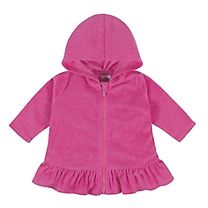 Gerber Girls' Toddler Zipper Hoodie Terry Swimsuit Cover Up, Pink, 3T