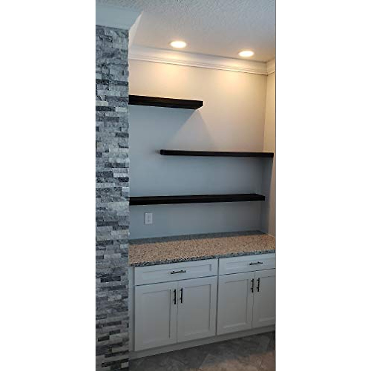 Joel's Antiques Floating Wall Shelf, Wood Decor & Long Shelf for Fireplace Mantel, Bookshelf, Bedroom, & Farmhouse - Wall-Mounted Rustic Stand, Wooden Hanging Display - Black, 72" x 10" x 2"