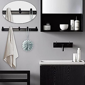 Moloudan 2-Pack Coat Rack with 5 Hooks Wall Mounted Heavy Duty Coat Hook Matte Black