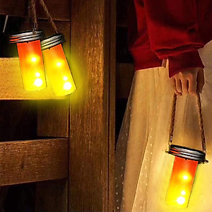 Aizami Solar Mason Jar Lid Lights,4 Pack 12Led Simulation Flame Candlelight Jar Lids Lights for Mason Jar Patio Garden Wedding Lantern