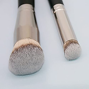 Makeup Brushes Dpolla Pro Foundation Brush and Flawless Concealer Brush Perfect for Any Look Premium Luxe Hair Contour Brush Perfect for Blending Liquid,Buffing,Cream,Sculpting,Mineral Makeup(Black)