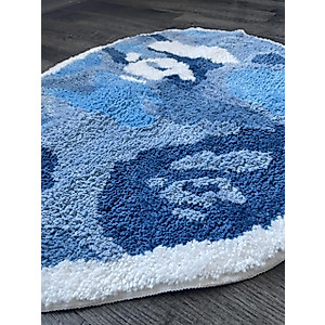 Luxape Bape Rug - Camo Blue - Handmade & Premium- 28in W * 20in L (70 * 50cm) - Hypebeast Rug - Hypebeast Rug Decor - Living Room, Bedroom, Children Room, Door mat - A Bathing APE Rug