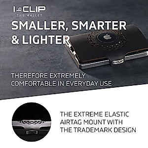 I-CLIP Original for Apple AirTag with Moneyclip - Wallet - Slim Wallet - Wallet Compatible with AirTag - Men - Silver Black