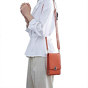 Hooshion Crossbody Cell Phone Purse for Women, Mini Shoulder Bag Wallet with Credit Card Slots (Pink)