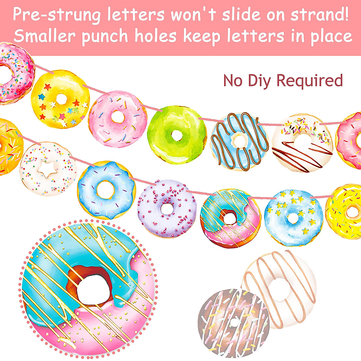 Donut Party Banners 4Pcs Donut Party Decorations Donut Themed Birthday Party Banner Decorations for Donut Theme Party Sweet Baby Shower Supplies