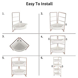 kaileyouxiangongsi 2-Tier Cosmetic Storage Shelf, Bathroom Countertop Organizer, Vanity Tray Cosmetic & Makeup Storage, Corner Storage Shelf,Spice Rack（Rose Gold）