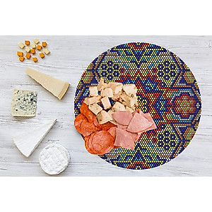 HASTA LA RAIZ | Mexican Handmade Cheese Board covered with resin. Ideal for Charcuterie Platter & Serving Tray. Model: Huichol Star.