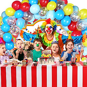 Circus Carnival Party Decoration Including Circus Confetti Balloons Kit Carnival Photography Backdrop Banner Carnival Party Tablecloths for Kids Boys Girls Birthday Party Decorations Supplies