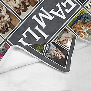 Mothers Day Custom Blankets with Family Photos Personalized Picture Throw Blankets Customized Family Blanket with Photo Blanket Birthday Gifts for Family Mom Mother Grandma Nana Dad Adult Kid 50x60