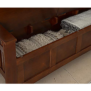Linon Home Decor Storage Bench with Short Split Seat Storage, Walnut, 50 inchw x 17 inchd x 25.25 inchh.