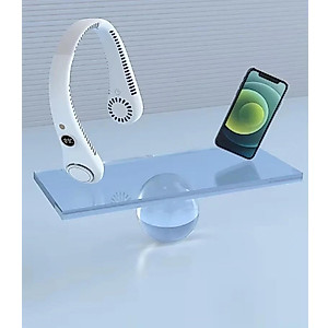 Generic Portable Hanging Neck Fan with 5 adjustable speed gears, Rechargeable Battery, Supports Charging Port, for Running, Cycling, Hiking, Camping, Traveling, In Door and Out Door Use, Standard