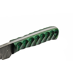 Green Exotic Damascus Steel | Wood Handle 8 inch Hunting Knife