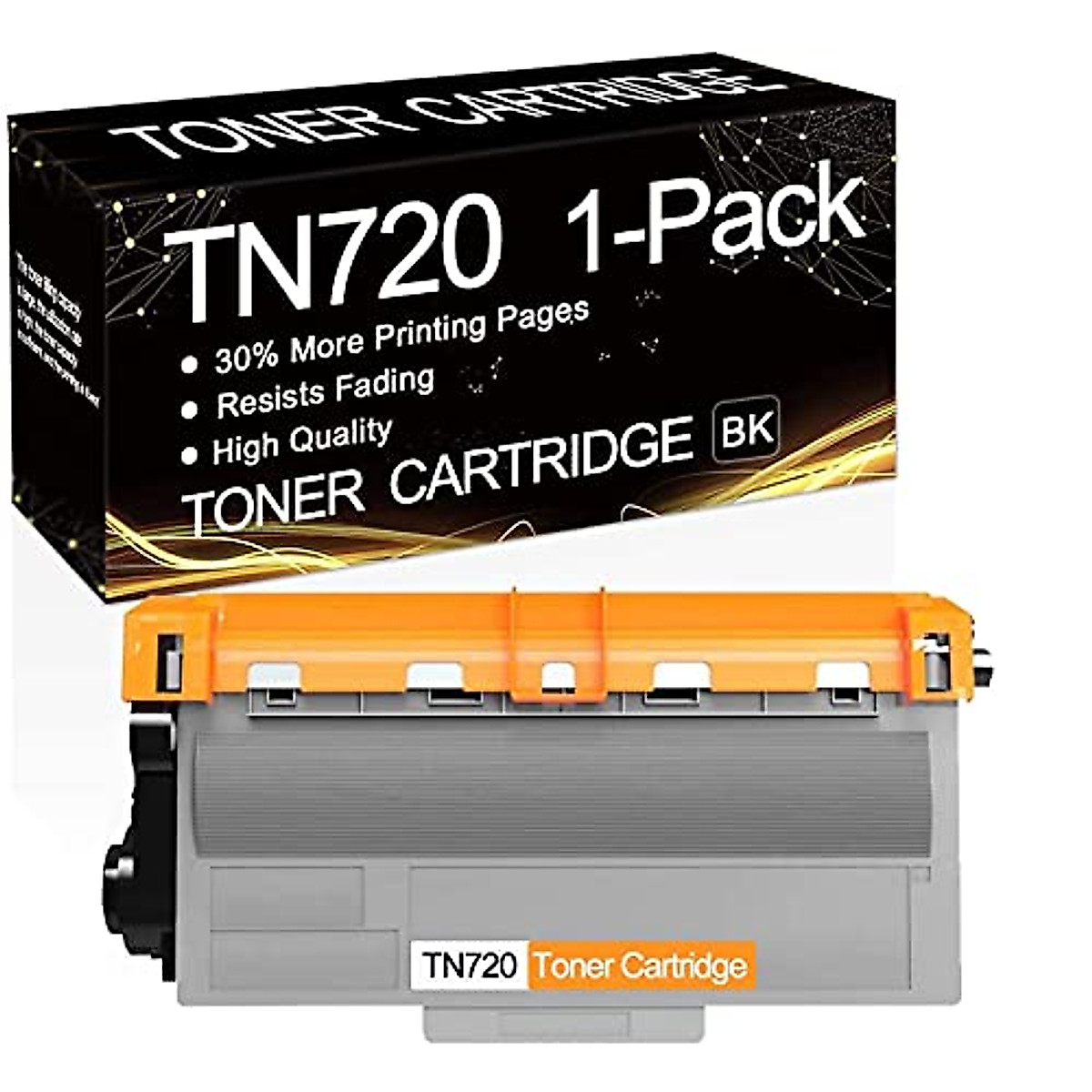 1 Pack TN-720 Black TN720 Toner Compatible Toner Cartridge Replacement for Brother HL-5440D HL-5450DN HL-5470DW HL-6180DW DCP-8110DN MFC-8710DW MFC-8810DW MFC-8910DW MFC-8950DW Printers.