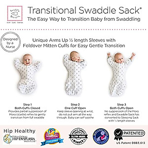 SwaddleDesigns Transitional Swaddle Sack with Arms Up Half-Length Sleeves and Mitten Cuffs, Heavenly Floral, Pink, Medium, 3-6 Months (Better Sleep for Baby Girls, Easy Swaddle Transition)