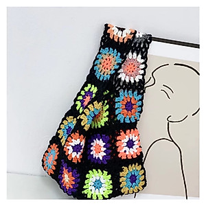 WPYYI Square Shoulder Bag Vintage Handmade Crochet Shopping Tote Bag Handbag Gift Soft Crochet Everyday Handbag (Color : B, Size : One Size)