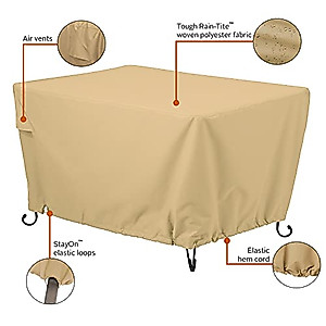 Classic Accessories Terrazzo Water-Resistant 40 Inch Rectangular Fire Pit Table Cover