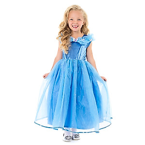 Little Adventures Deluxe Cinderella Butterfly Princess Dress Up Costume for Girls (Large Age 5-7) - Machine Washable Child Pretend Play and Party Dress with No Glitter