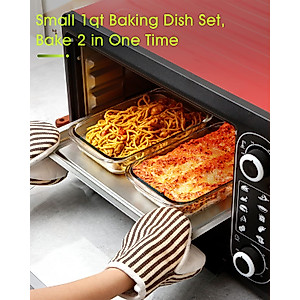 Mini-1 Quart Glass Baking Dish for Oven, 2 Pcs Single Serving Glass Pan for Cooking Oblong Casserole Dish Rectangular Baking Pan Glass Bakeware