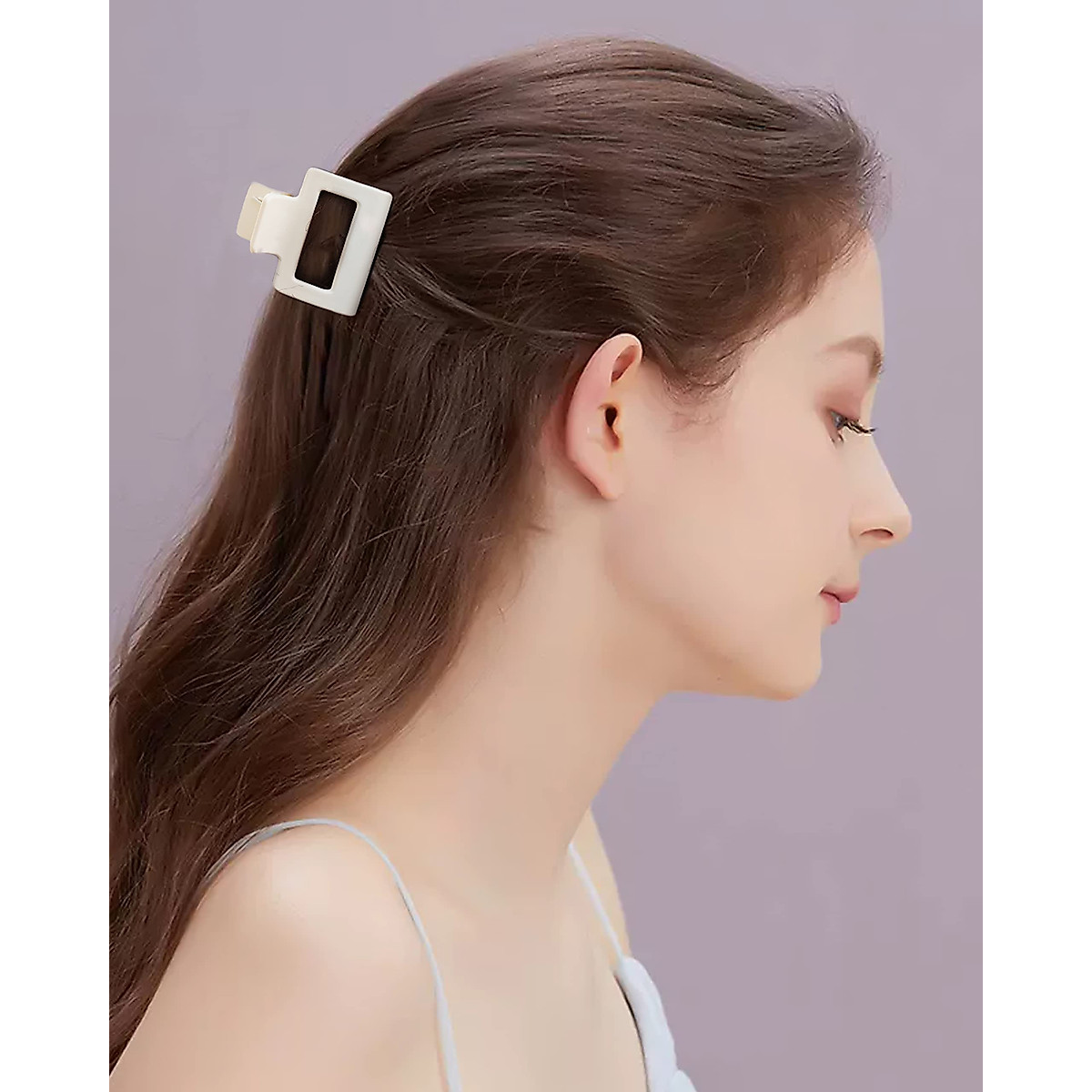 Hair Claw Clips Set - 12 Matte Pieces, Non-Slip Thick and Thin Styles for Thin and Medium Hair, Square Design for Women