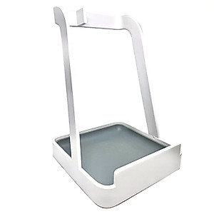 PnD Kitchen utensil and iPad holder,Pot lid stand holder spoon rest,Kitchen tools silicone spoon holder,Metal pot lid holder tower ladle holder,Cooking Utensil Rest - White,3.9 inchx3.9 inchx5.9 inch