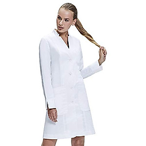 Dr. James Women’s Lab Coat, Tailored Fit, Fold Back Cuff, White, 35 inch Length (4)