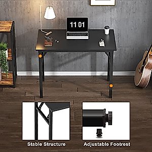 Need Small Computer Desk 31.5 inches Folding Table No Assembly Sturdy Small Writing Desk Folding Desk for Small Spaces, All Black AC5-8040-CB