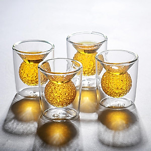 pttitvttiptter Shot Glasses Set of 4, Handmade 3D Golf Ball Glasses, Funny Gifts for Christmas Father Men Golfer Birthday Tequila Whiskey Cocktail, 2oz