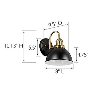 Design House 588293-BGD Savannah Farmhouse 1-Light Indoor Dimmable Wall Light Matte Black Metal Shade for Hallway Foyer Kitchen, Matte Black and Satin Gold