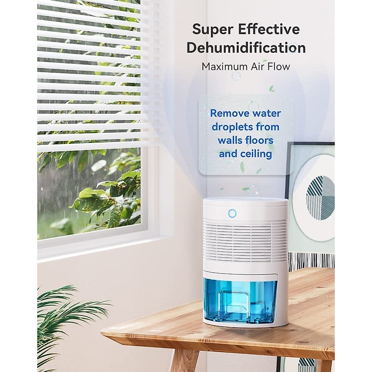Dehumidifier - 27 oz(800ml) Small Dehumidifiers for Home Bedroom Bathroom Basements Closet RV Room, 2200 Cubic Feet Full Auto-Off Portable Electric Mini Dehumidifier for Space Up to 190 sq ft