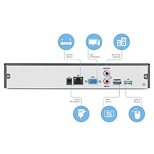 Amcrest NV4108 1080p (8CH 1080p/3MP/4MP/5MP) Network Video Recorder - Supports up to 8 x 1080p (2.1MP) WiFi IP Cameras @ 30fps Realtime, Supports up to 4TB HDD (Not Included) (No Built-in WiFi)