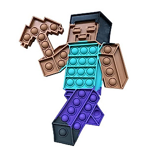 Push Minecraft Big Jumbo pop Bubble Fidget Toy, Giant Large Huge Square Stress Reliever Silicone Toy for Kids and Adults