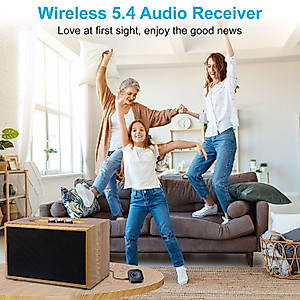 Friencity Bluetooth 5.3 Receiver for Speaker, Bluetooth Audio Receiver Adapter for Car Stereo Home Stereo Amp Wired Headphones, Hi-Fi Music Wireless AUX Adapter with 3.5mm RCA Jack, 20H Playtime