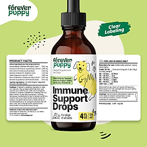 Immune Support Supplement for Dogs - Liquid Immune Drops for All Breeds & Sizes - Echinacea, Marshmallow Root & Mullein Immunity Blend - Herbal Dog Vitamins and Supplements for Happy Pets - 4 oz