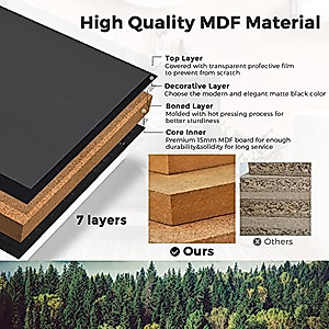 REHOOPEX Free Standing Cabinet, Accent Cabinet with Door, Modern Black Sideboard, Wooden Black Side Storage Cabinets for Bedroom, Kitchen,Home Office