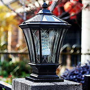 SHUANGZ Solar Post Lights Waterproof and Rust-Proof Aluminum Villa Solar Light Outdoor Fence Pier Mount Vintage Post Lamp for Garden Deck Lighting Home Gate Pillar Lights