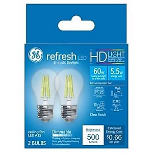 Ge Lighting 36981 5.5 Watt E26 A15 Clear Daylight Led Dimmable Refresh Hd Light Bulbs 2 Count