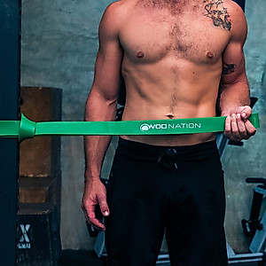 WOD Nation Single Pull Up Assistance Band (50-125lbs Green Band) - Best for Pullup Assist, Chin Ups, Resistance Bands Exercise, Stretch, Mobility Work & Serious Fitness - 41 inch Straps