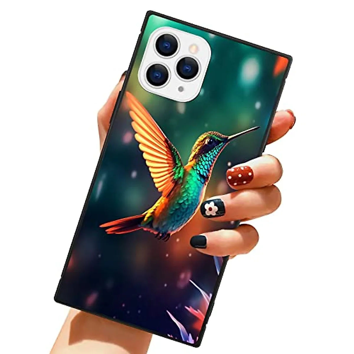 KOLHUBI Case Compatible with iPhone 13 Pro Max Designer Hummingbird Art-067 Metal-Plated Protective Cover Unique Design Suitable for Wireless Charging iPhone 13 Pro Max Fashion Pattern