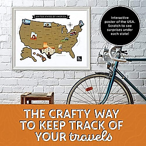 SEE MANY PLACES 28x22" USA Scratch Off Travel Map with Gold Foiling