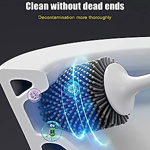 Silicone Toilet Brush and Holder Set,Toilet Bowl Scrubber for WC Accessories Cleaning Tools Wall-Mounted Home Bathroom Accessories Sets,Black Furniture (Color : Gray)
