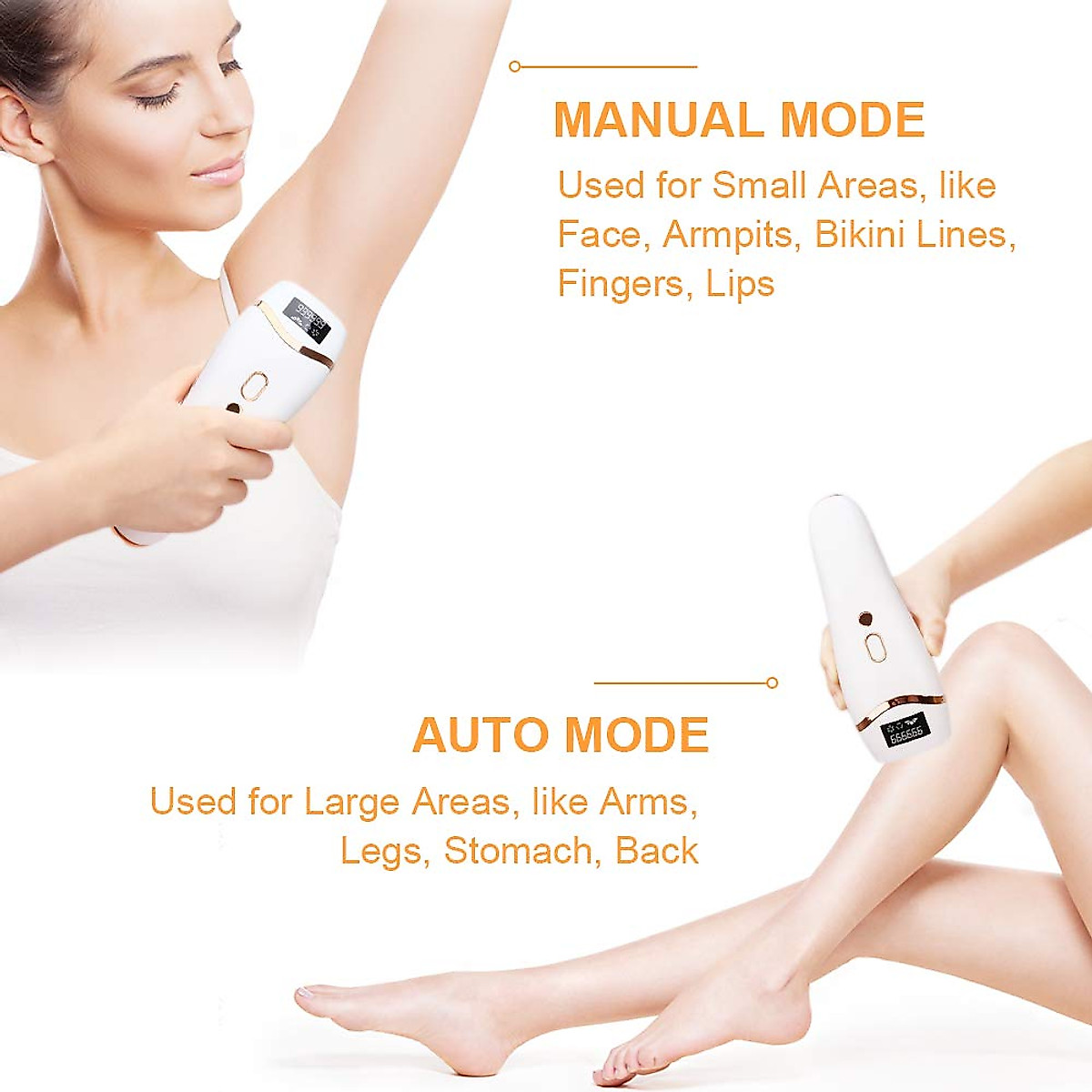 Huieter IPL Hair Removal Permanent Painless Laser Hair Remover Device for Women and Man Upgrade to 999,999 Flashes for Facial Legs, Arms, Armpits, Body, at-Home Use (White)