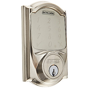 SCHLAGE BE479AA V CAM 619 Satin Nickel Sense Smart Deadbolt with Camelot Trim