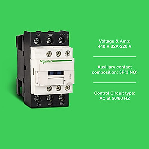 SCHNEIDER ELECTRIC LC1D32M7 IEC Magnetic Contactor,220V Coil,32A