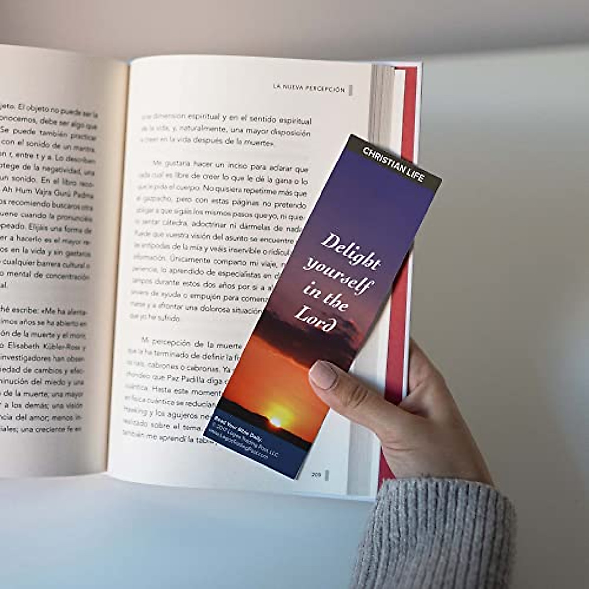 Christian Bookmark with Bible Verse, Pack of 25, Christian Life Themed, Delight Yourself in the Lord, Psalm 37:4-5