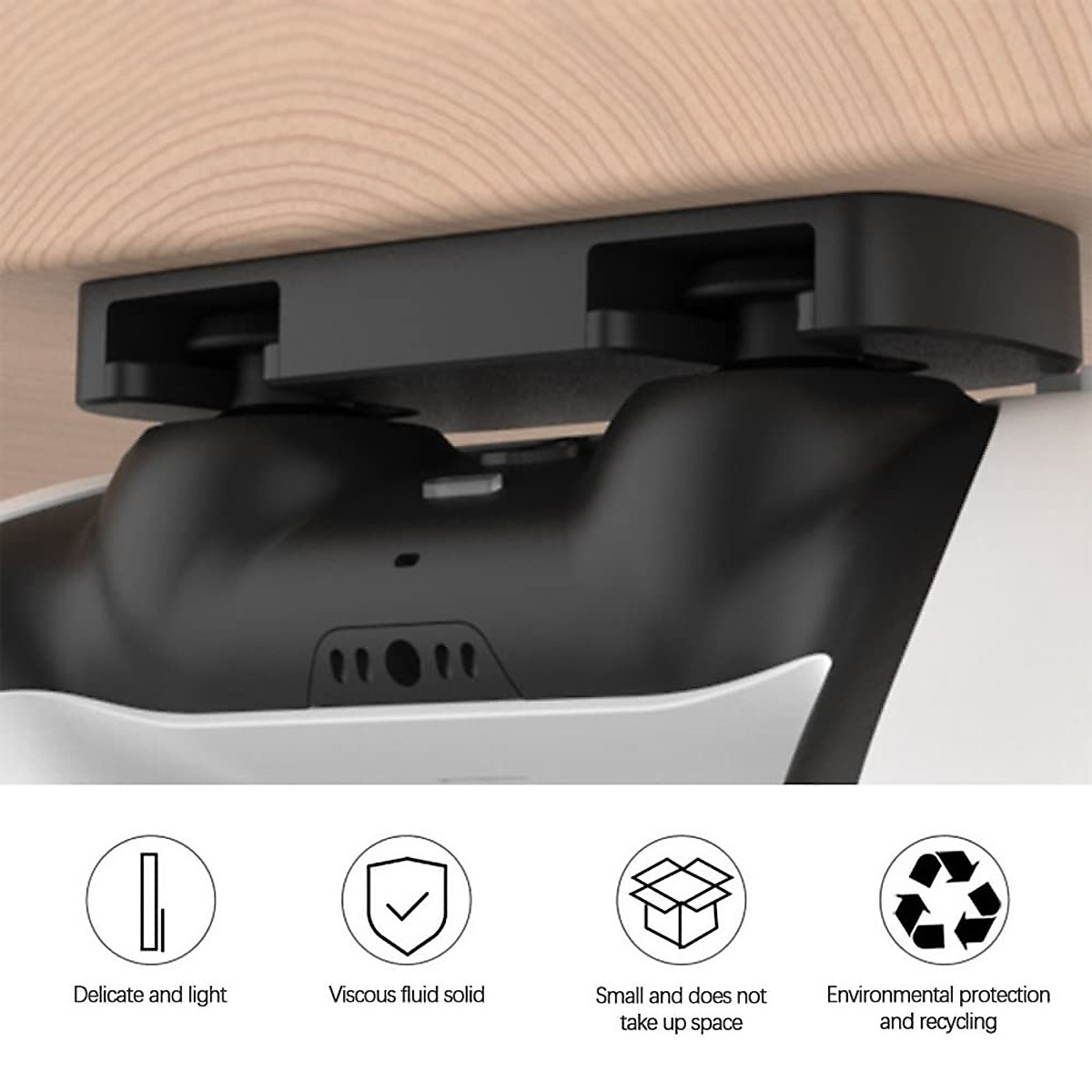 CKXIN Controller Table Stand for PS5 PS4 Controller Playstation 5 Playstation 4 Under Desk Mount Controller Holder Table Organizer and Desk Management (2-Pack) Black